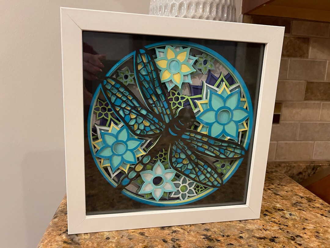 Dragon Fly Decor, 3d Paper Shadow Box, Dragon Fly Home Decor, Shadowbox ...
