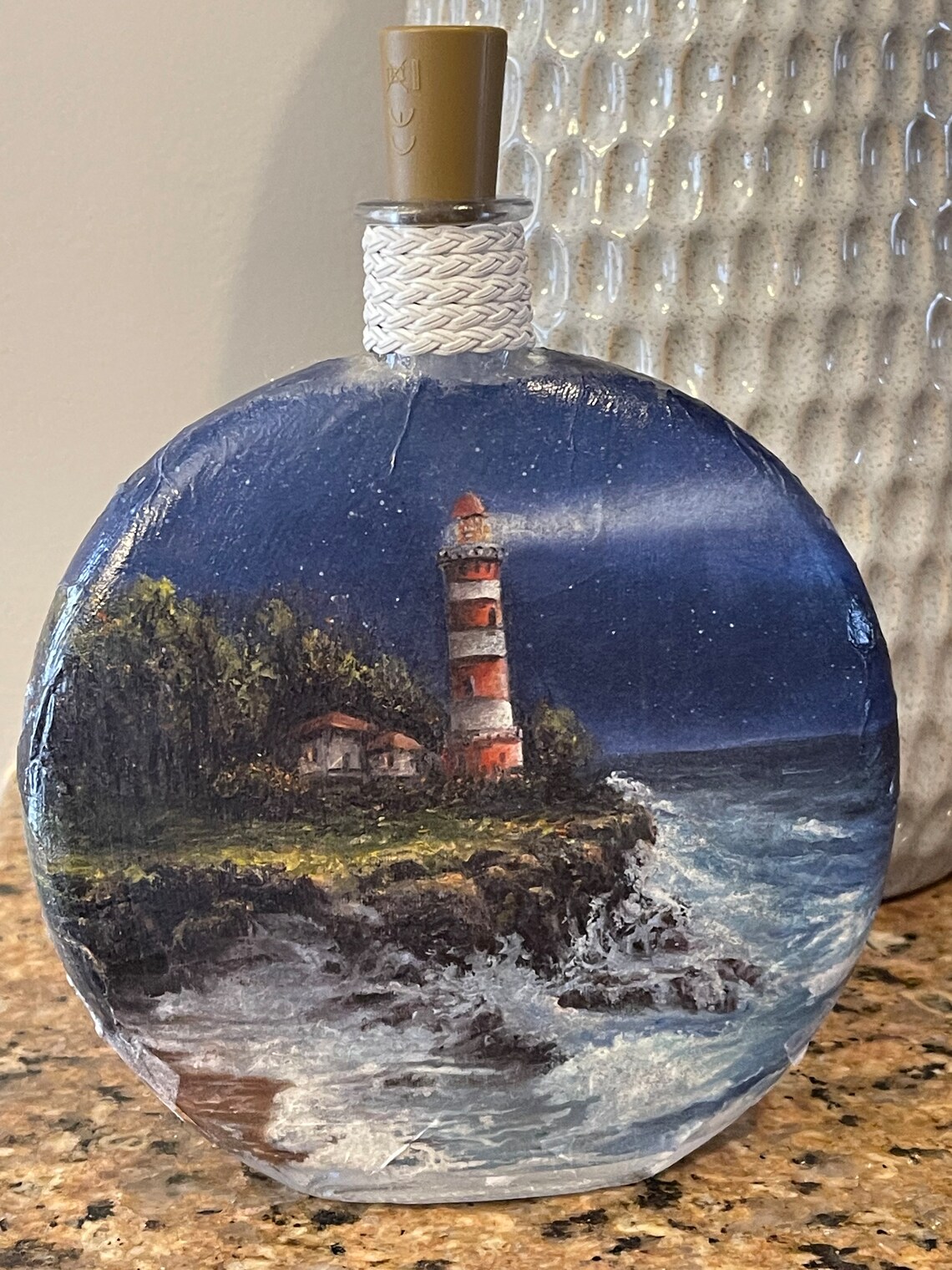 Lighthouse Bottle: Coastal Beach House Decor, Beach Theme Bottle - Etsy
