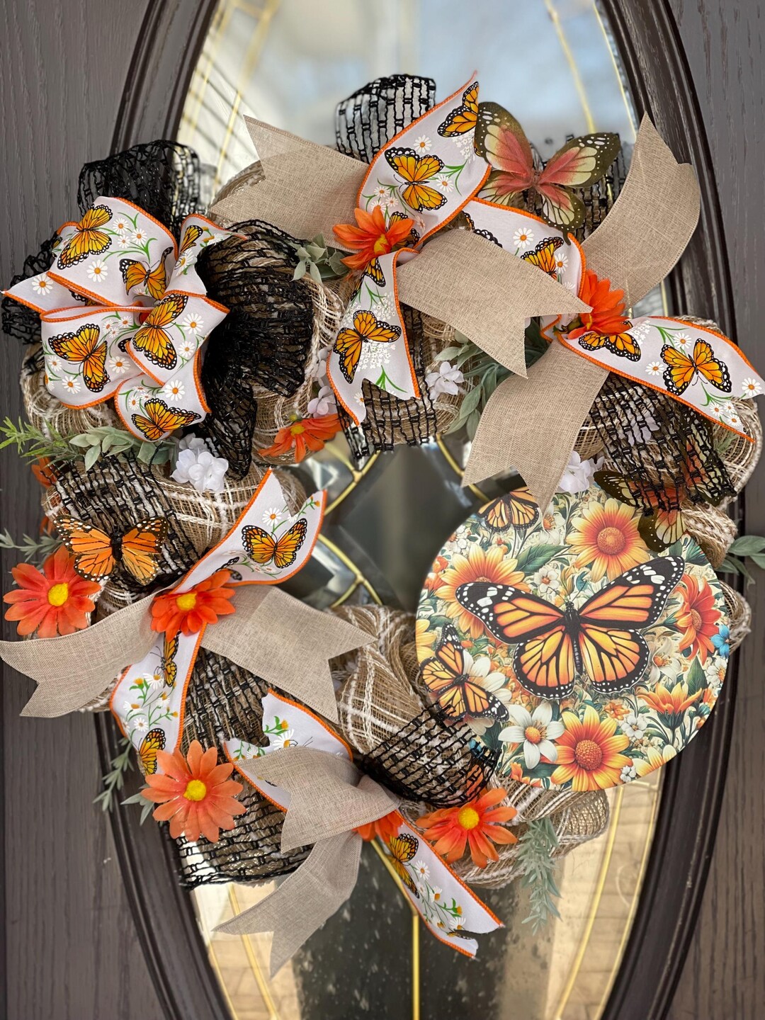 Monarch Butterfly Wreath for Front Door, Whimsical Butterfly Wreath ...