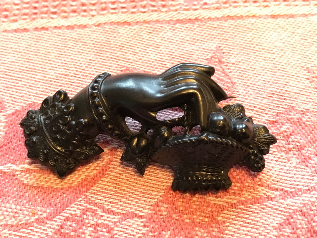 Antique Victorian Gutta Percha or Vulcanite Black Mourning Hand and ...