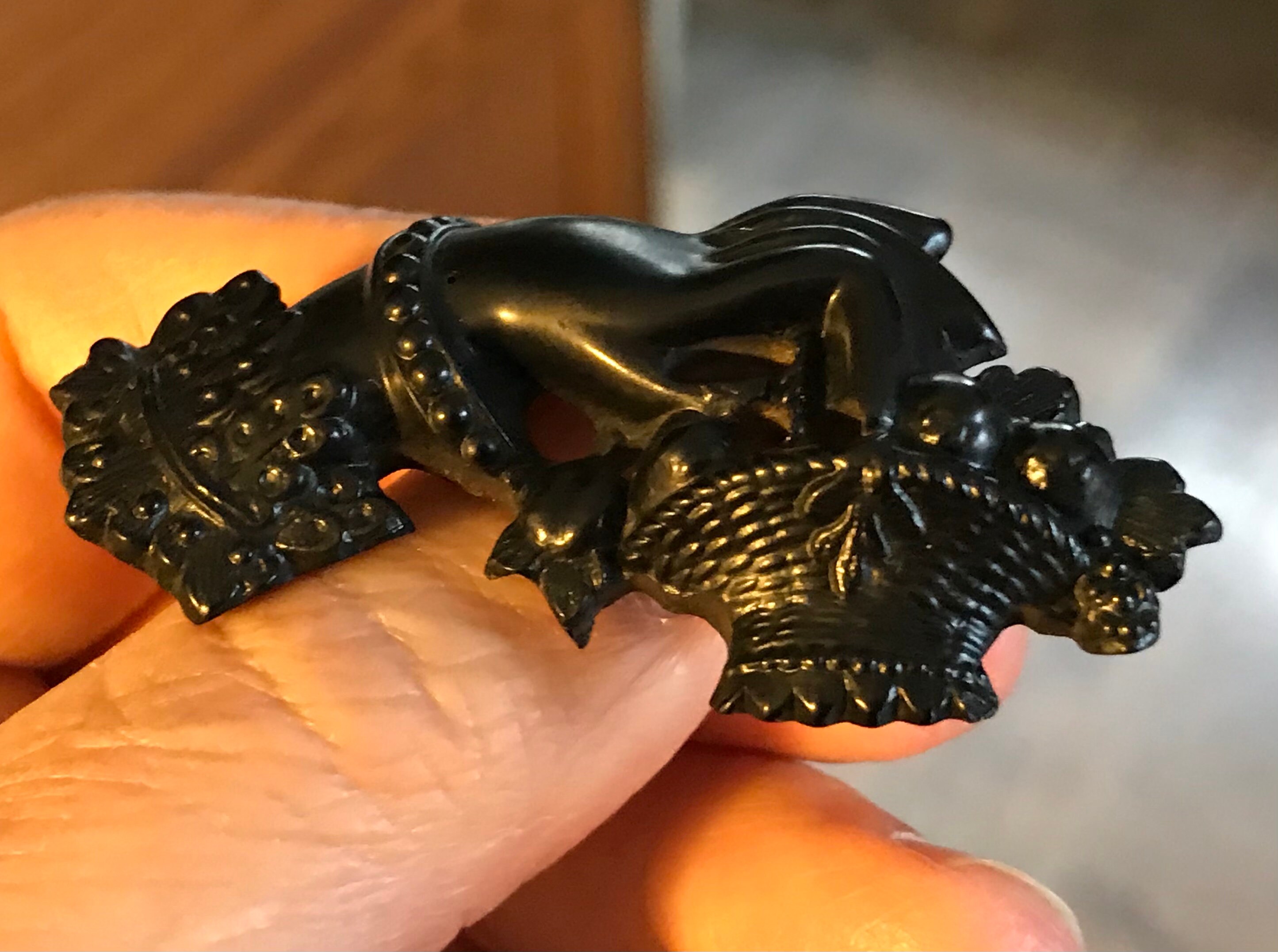 Antique Victorian Gutta Percha or Vulcanite Black Mourning Hand and ...