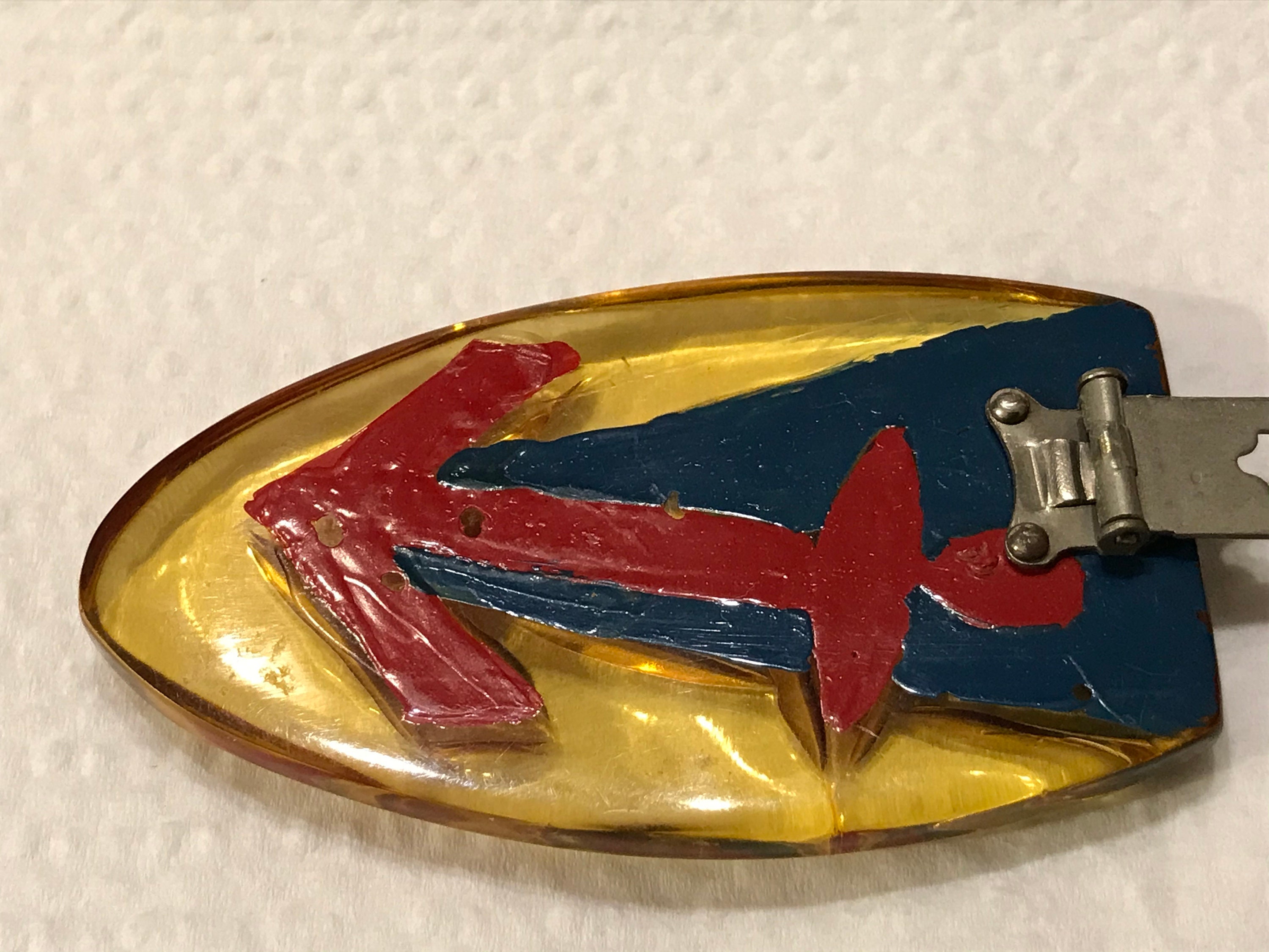 Vintage Carved Prystal Bakelite Nautical Anchor Carved and Reverse ...