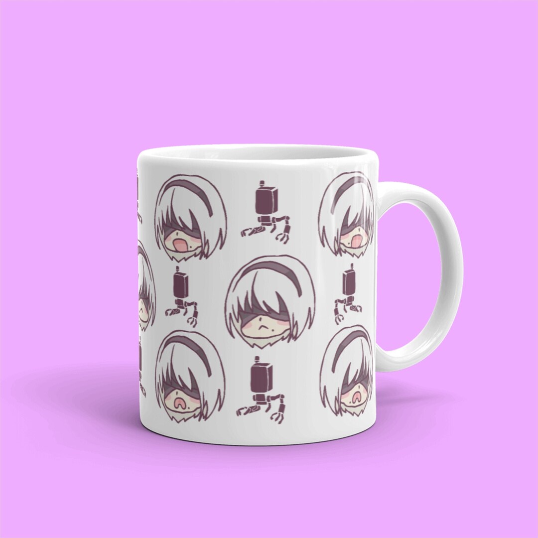 Chibi Nier Mug, Cute Chibi 2B, Yorha Gamer Mug, Kawaii Gaming Gift ...