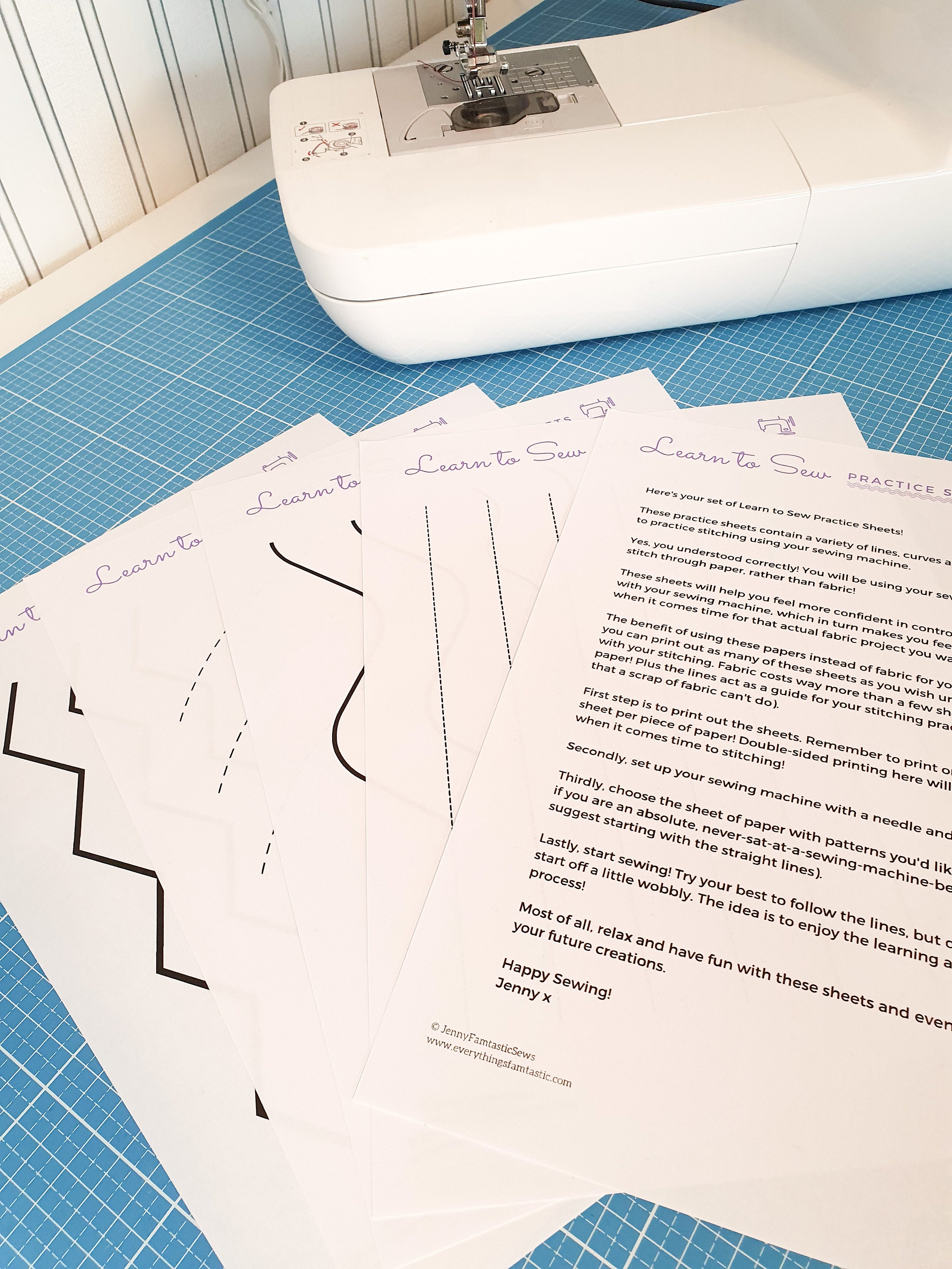 Printable Beginner Stitching Sheets Beginners' Simple Sewing Practice ...