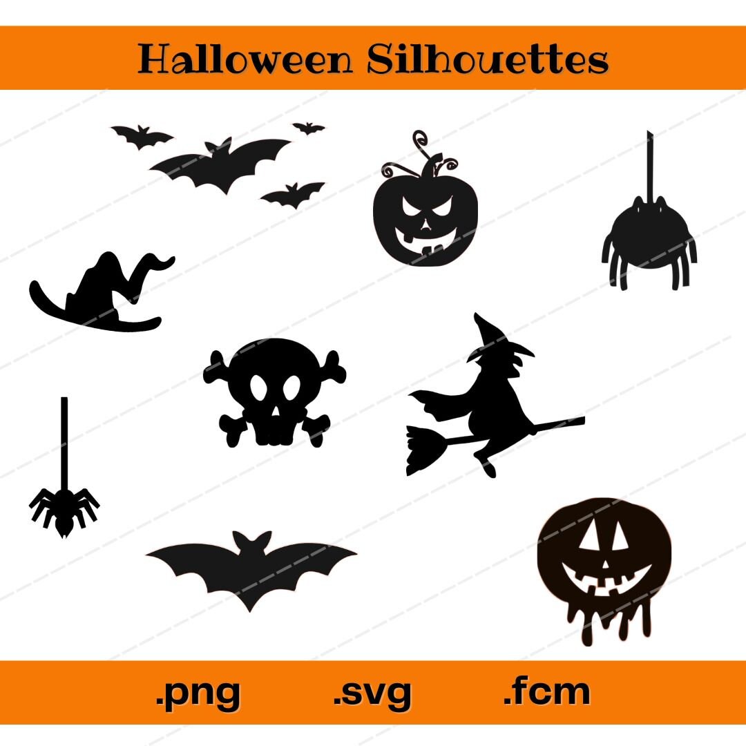 Halloween Digital Cut Files Bundle Witch Bats Spiders - Etsy