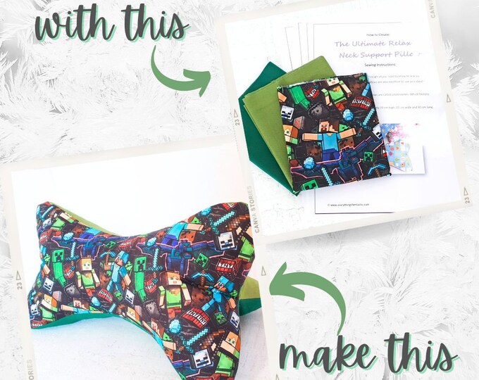 Minecraft Fabric Pack DIY Reading Bone Pillow | Relaxing Neck Cushion ...