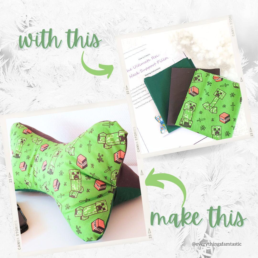 Creeper Minecraft Green Fabric Pack DIY Reading Bone Pillow | Relaxing ...