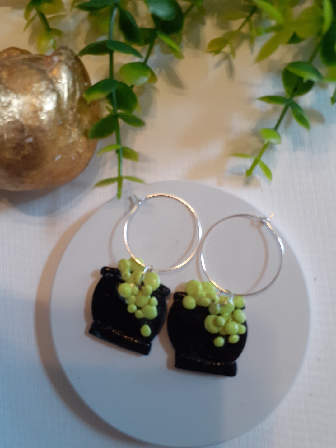 Witches Cauldron Earrings, Handmade Polymer Clay Jewelry - Etsy