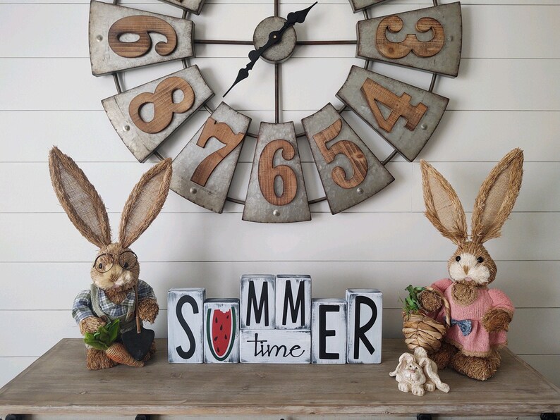 Reversible Spring/summer Wood Blocks Hello Spring Two Sided | Etsy