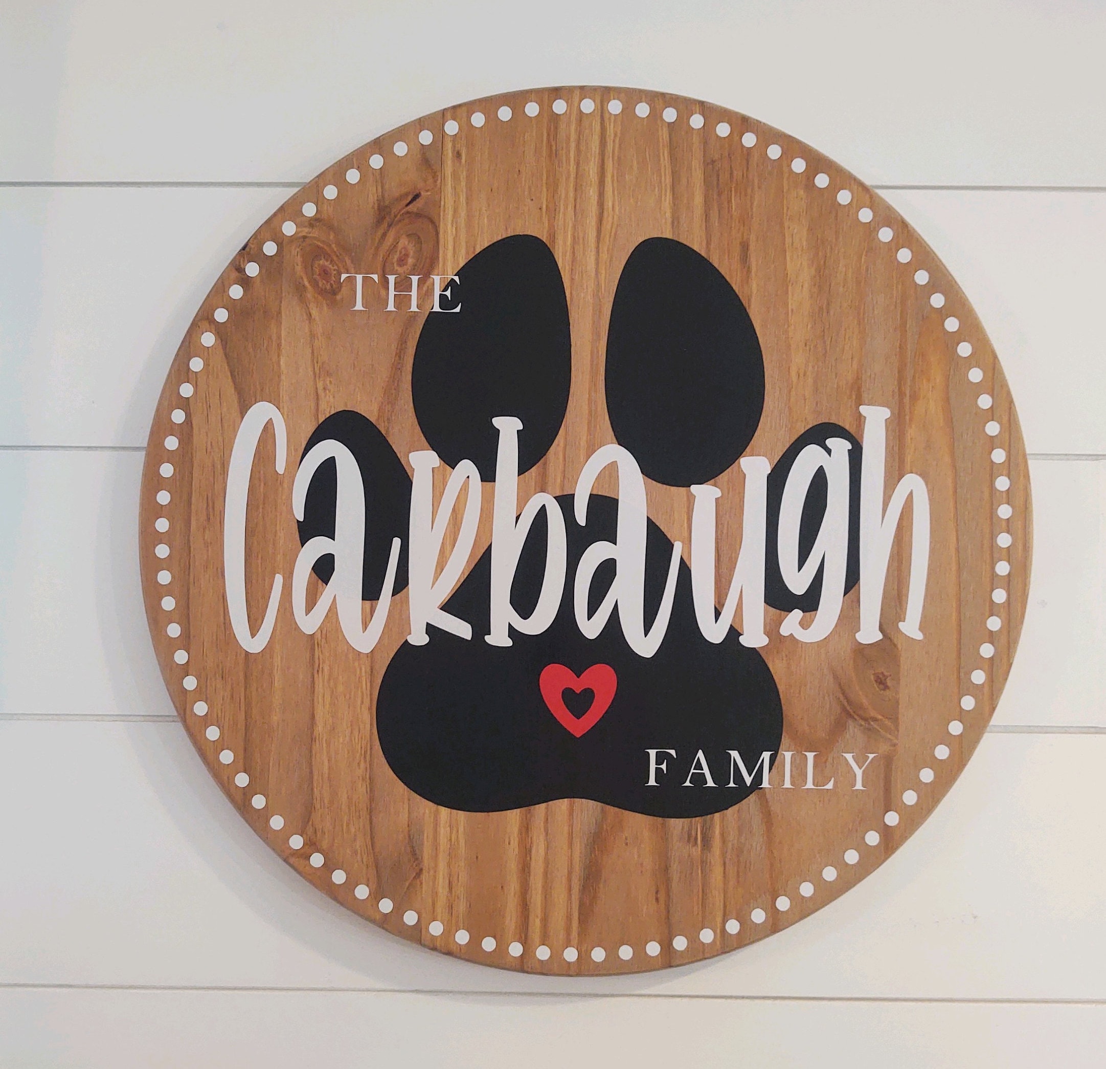 Dog Lover Family Name Sign, Personalized Last Name Sign, Paw Print ...