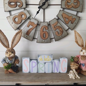 Reversible Spring/summer Wood Blocks, Hello Spring Two Sided Decor, Two ...