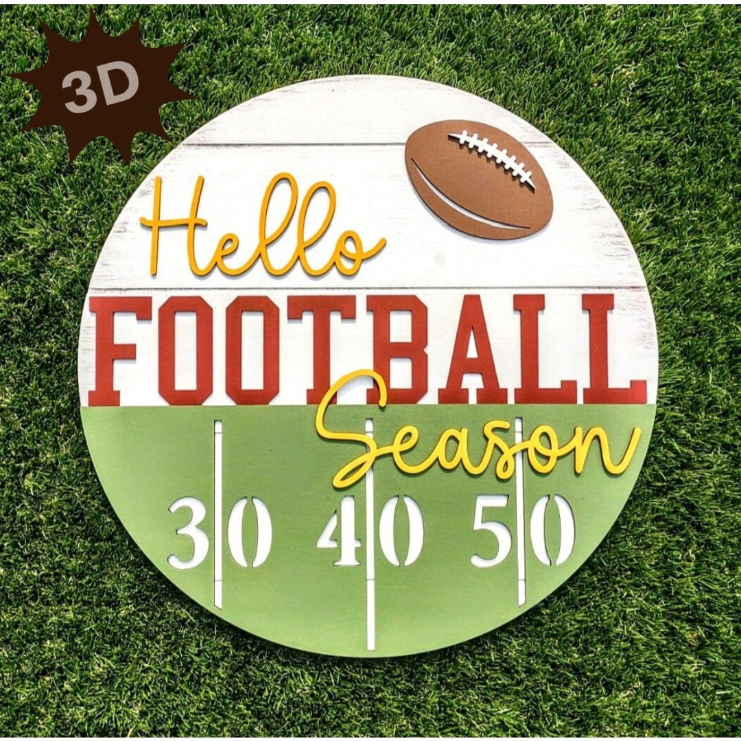 Hello Football Season 3D Door Hanger, Football Fall Decor, Football ...