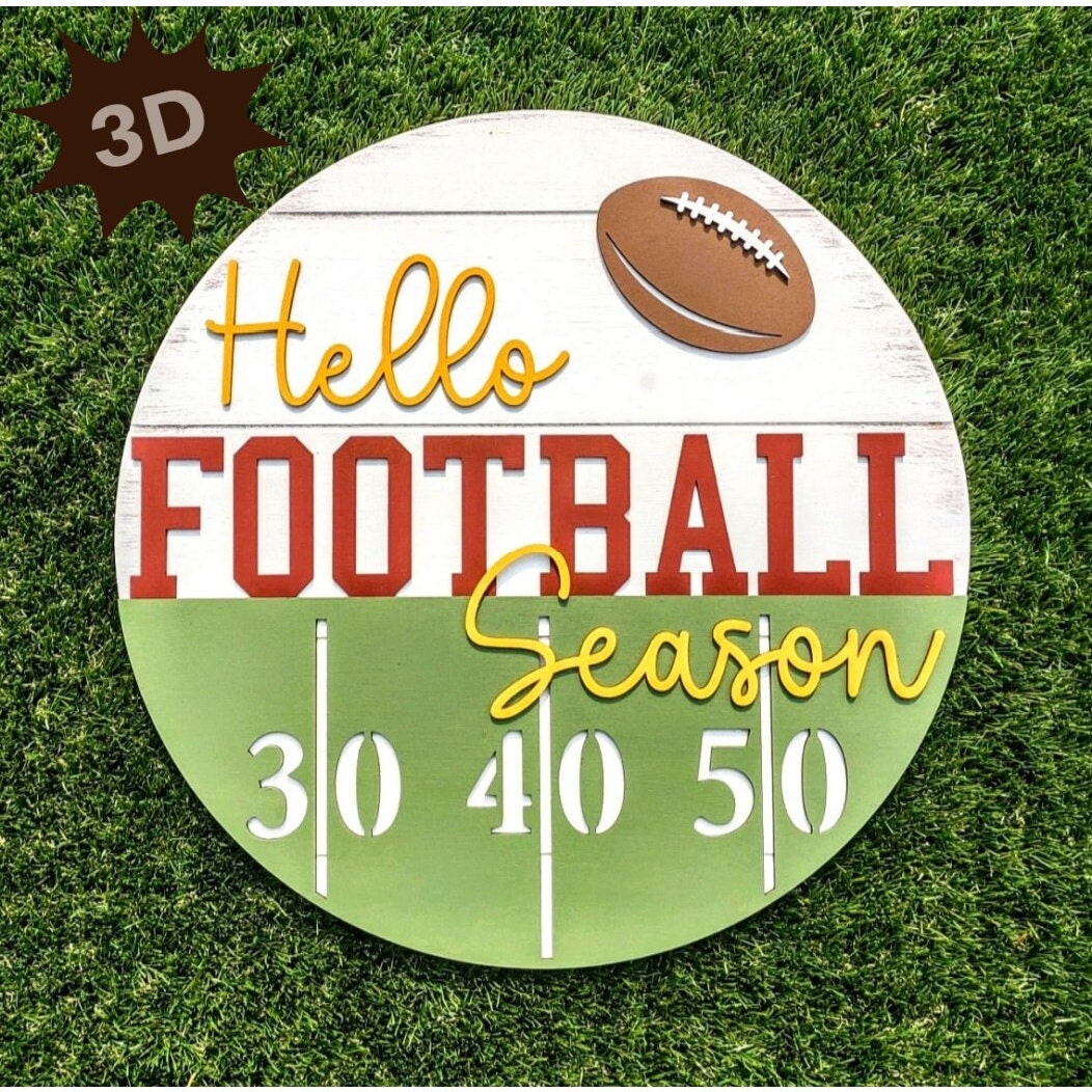 Hello Football Season 3D Door Hanger, Football Fall Decor, Football ...