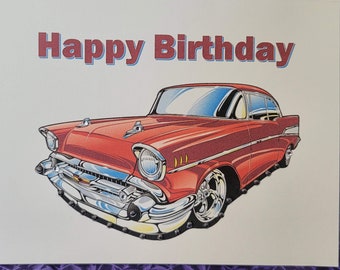 Classic Car Birthday Card - Etsy