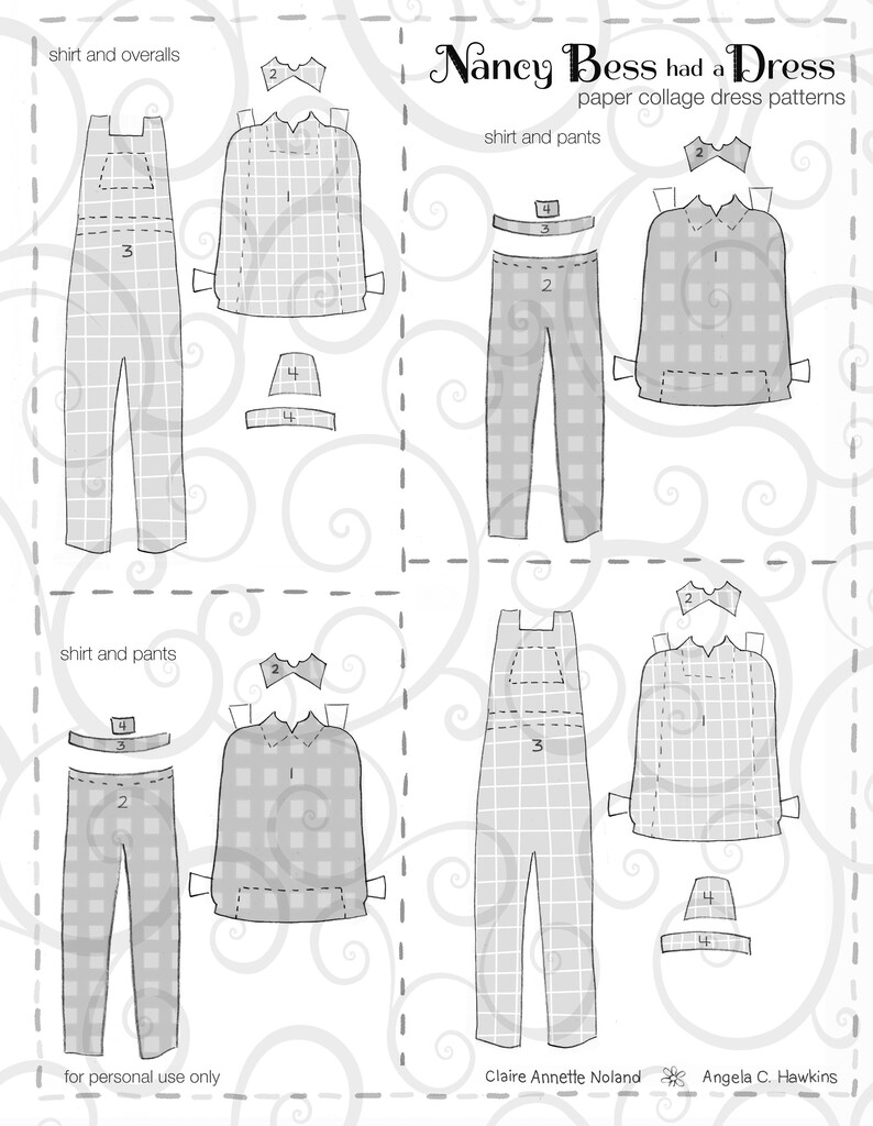 Printable Paper Doll Nancy Bess And Friends Instant Digital Pdf Download Extra Dresses And