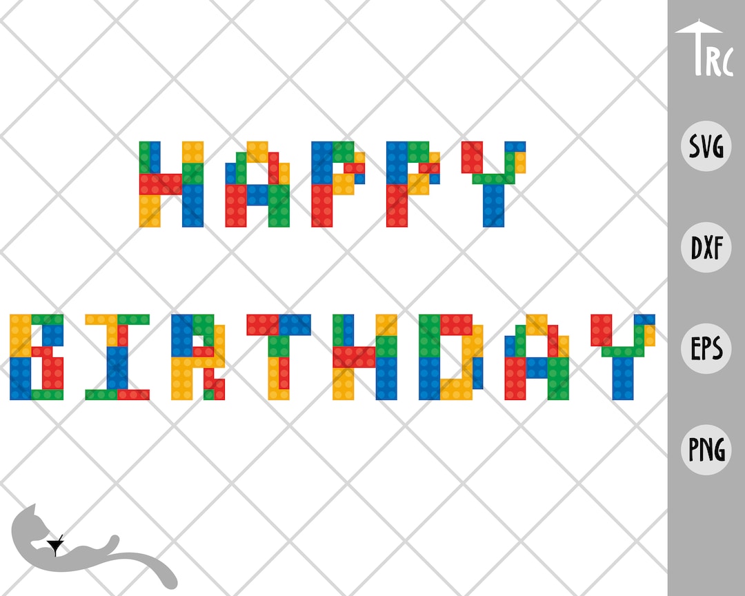 Happy Birthday Block Letters SVG. Cricut Cut Files, Silhouette. Layered ...