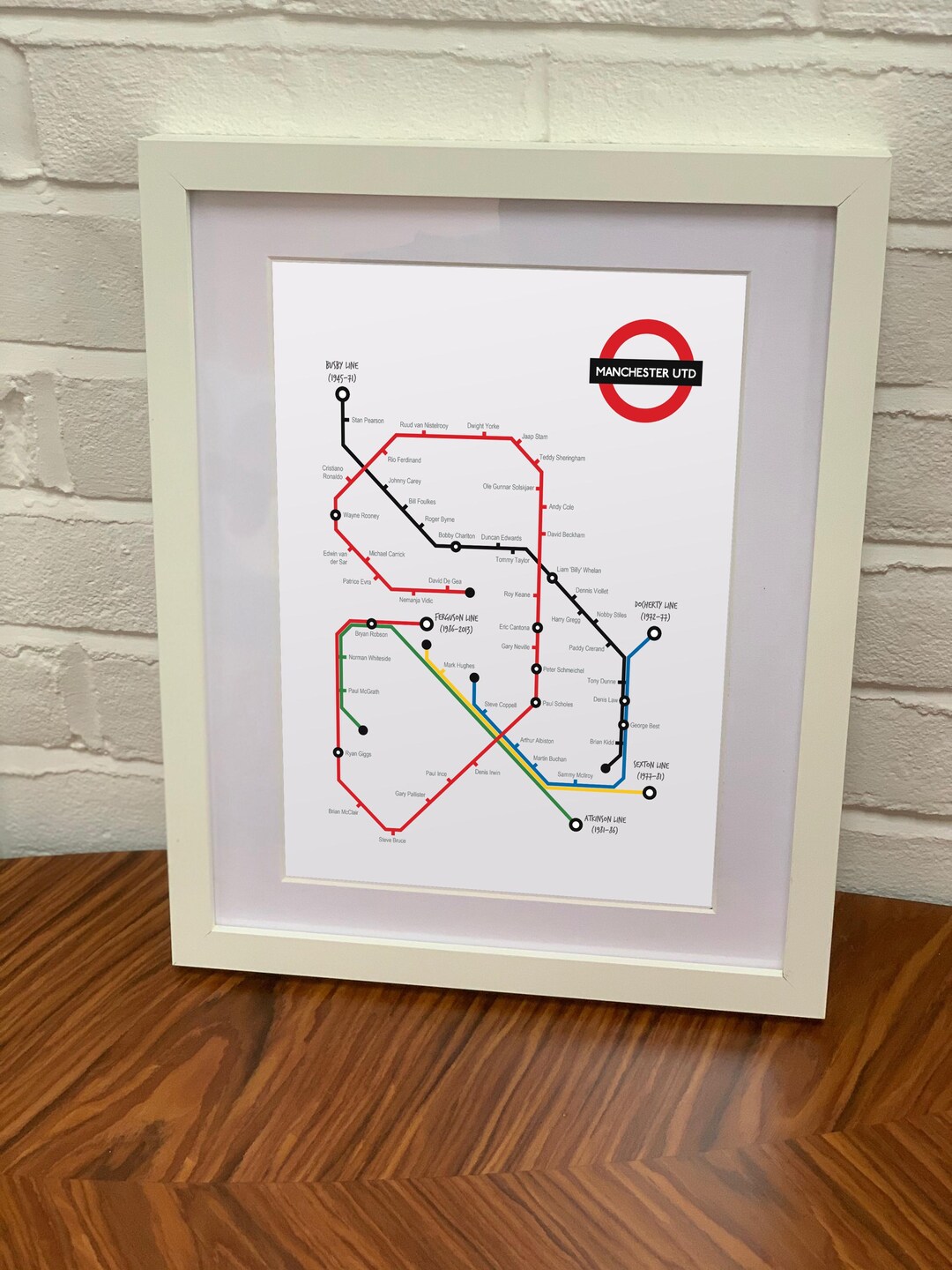 Manchester United Legends Tube Map | A4 | Man U Print | Tube Map | Man ...