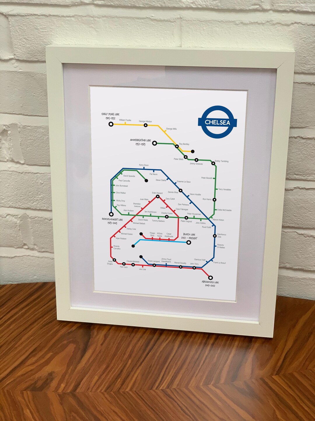 Chelsea Legends/eras Tube Map | A4 | Chelsea Print | Tube Map | Chelsea ...