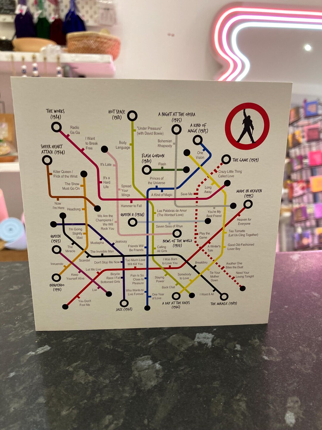 Queen Album Map Card | Queen Card | Queen Singles & Albums Map Card ...