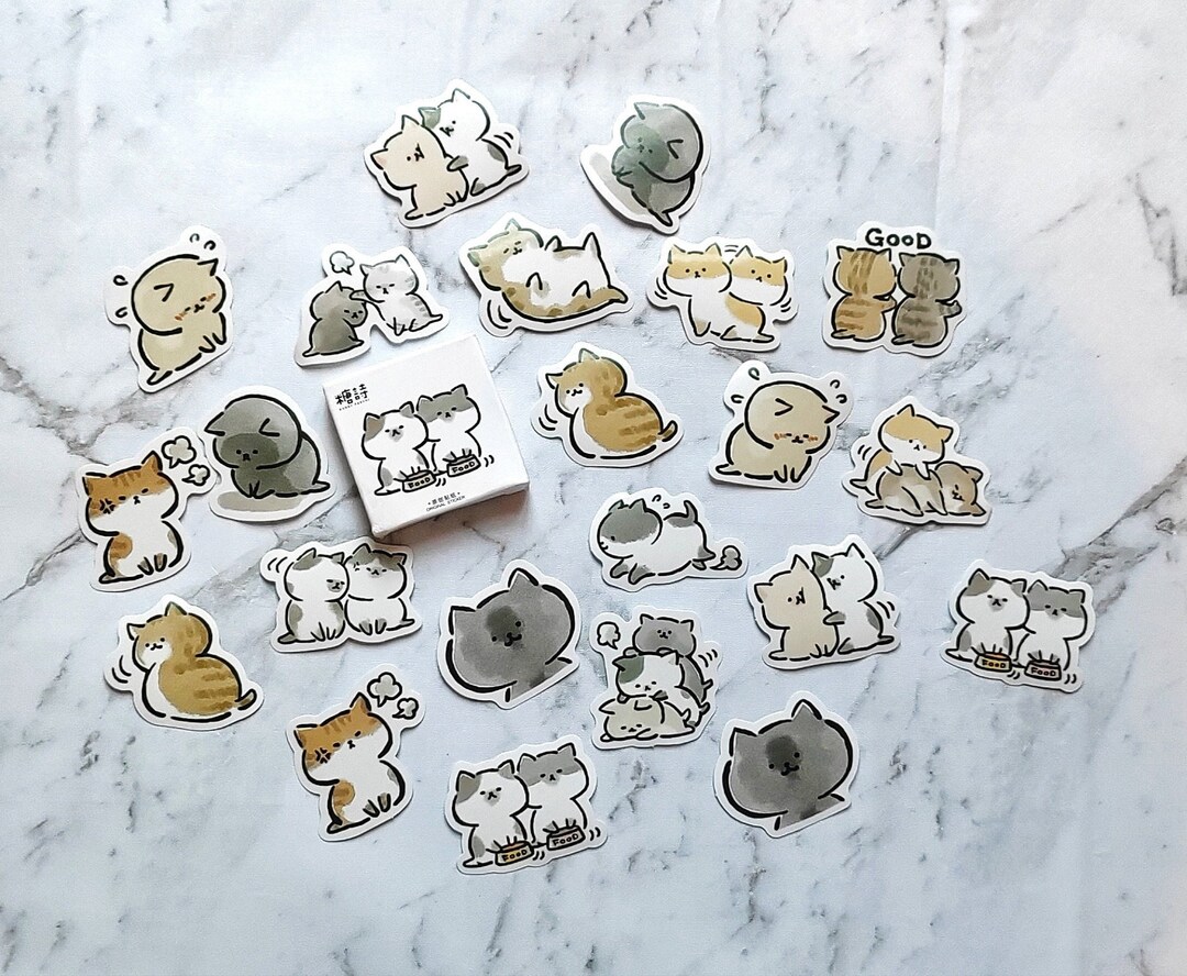 45 Pcs Cat Mood Stickers,cartoon Cat Stickers,cute Cat Stickers,cat ...