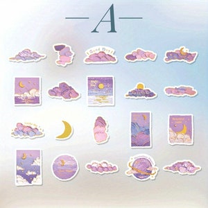 40 Pcs Moon Ocean Scenery Oil Painting Stickers,collage Stickers,pastel ...