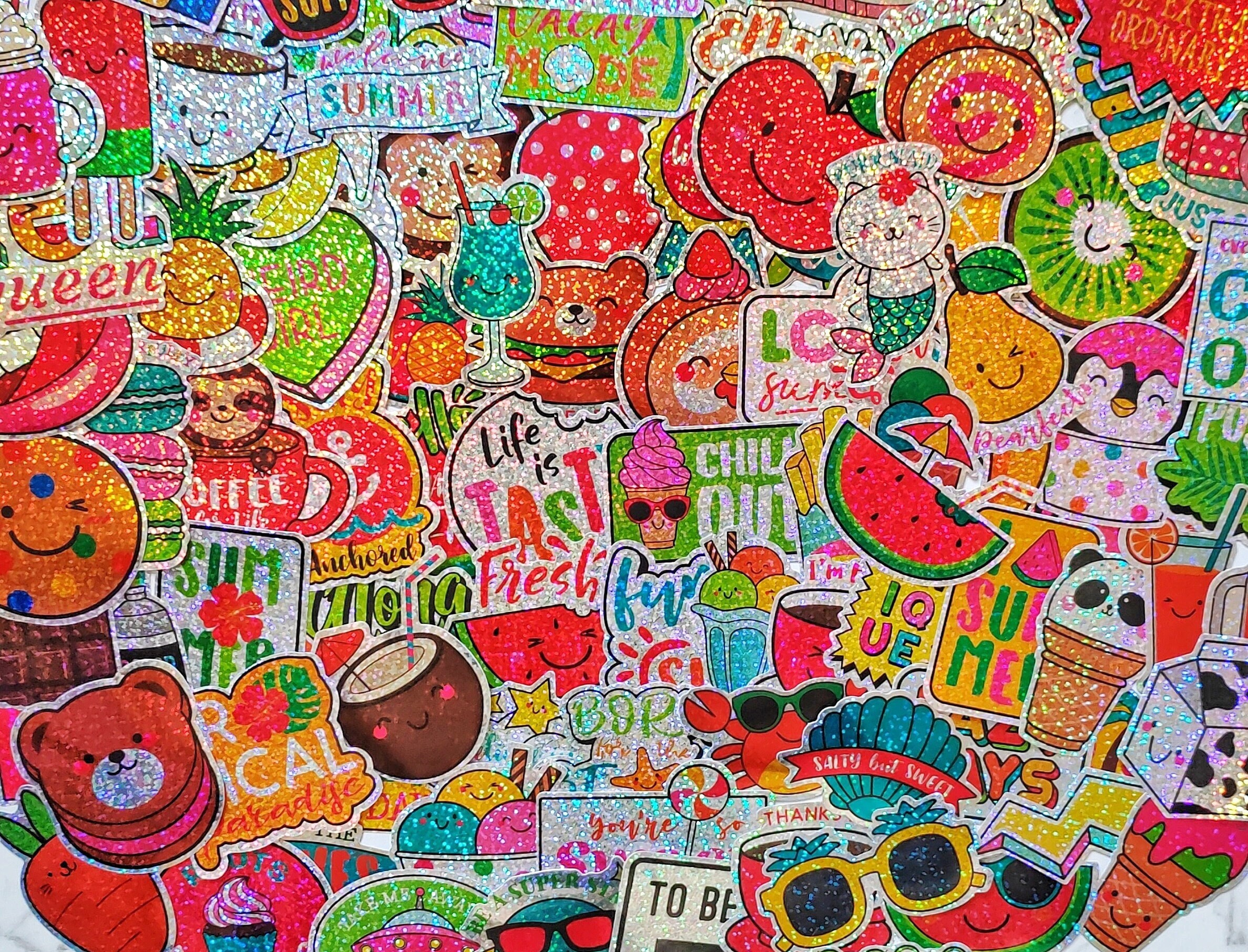 100 Pcs Summer Holographic Stickers,beach Stickers Bulk,cool Summer ...