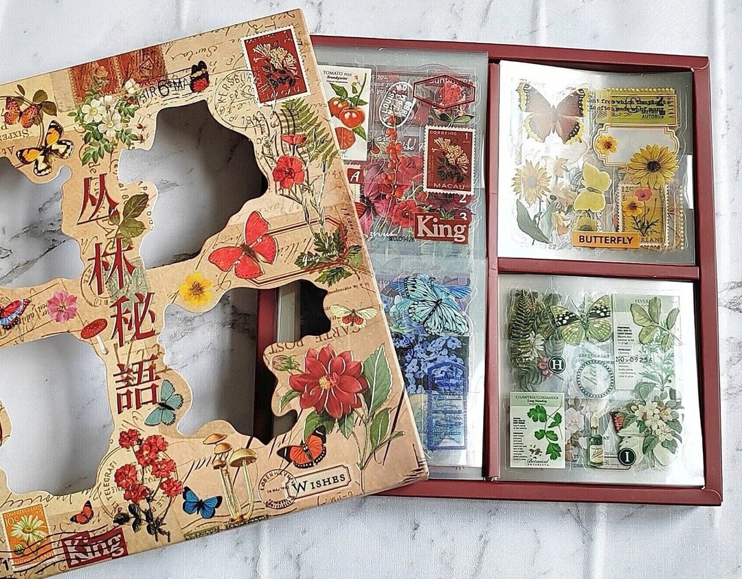 100 Sheets Vintage Butterfly Pet Sticker Set,scrapbook Stickers