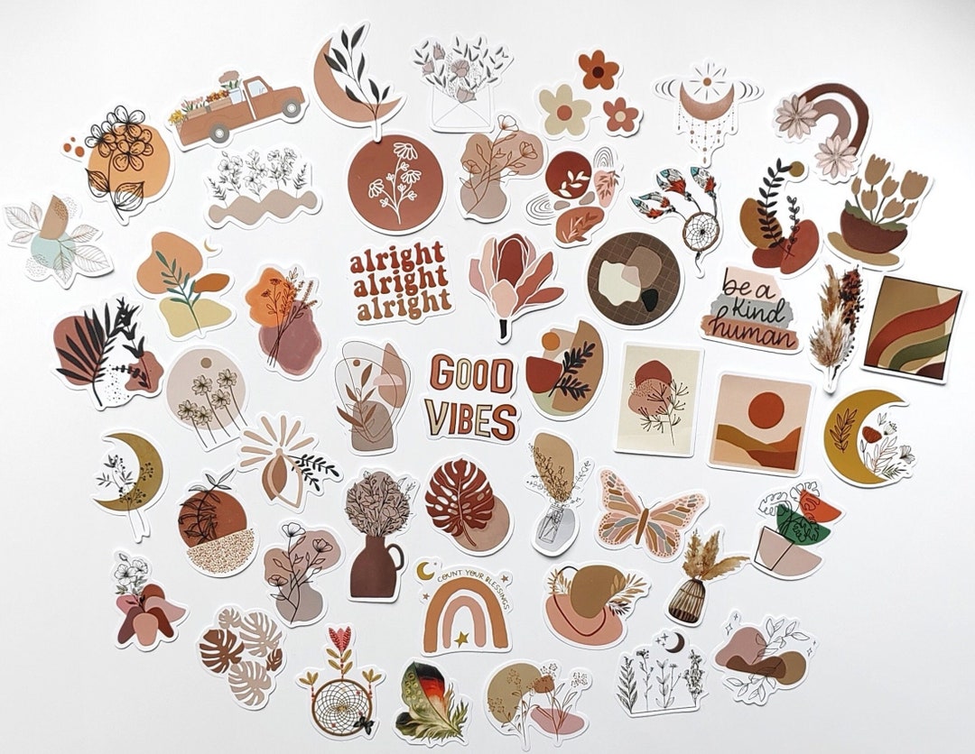 25 Pcs Boho Stickers Pack,boho Aesthetic Stickers,boho Neutral Stickers ...