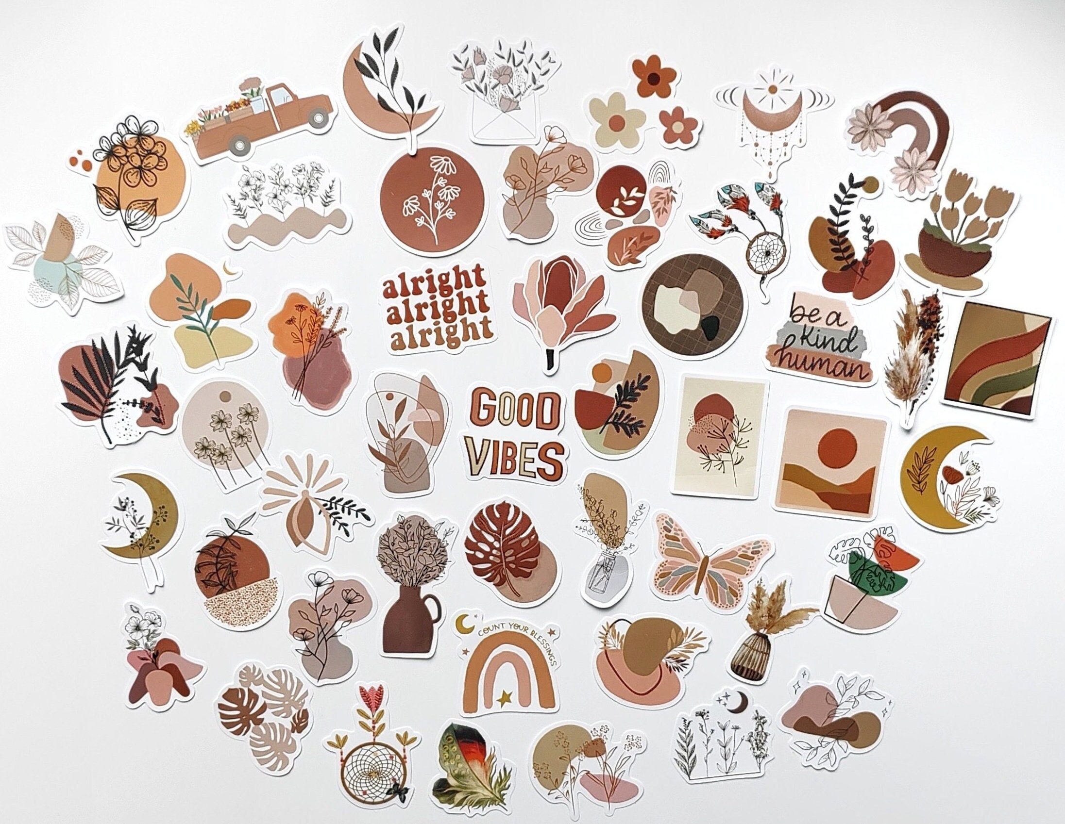 25 Pcs Boho Stickers Pack,boho Aesthetic Stickers,boho Neutral Stickers ...