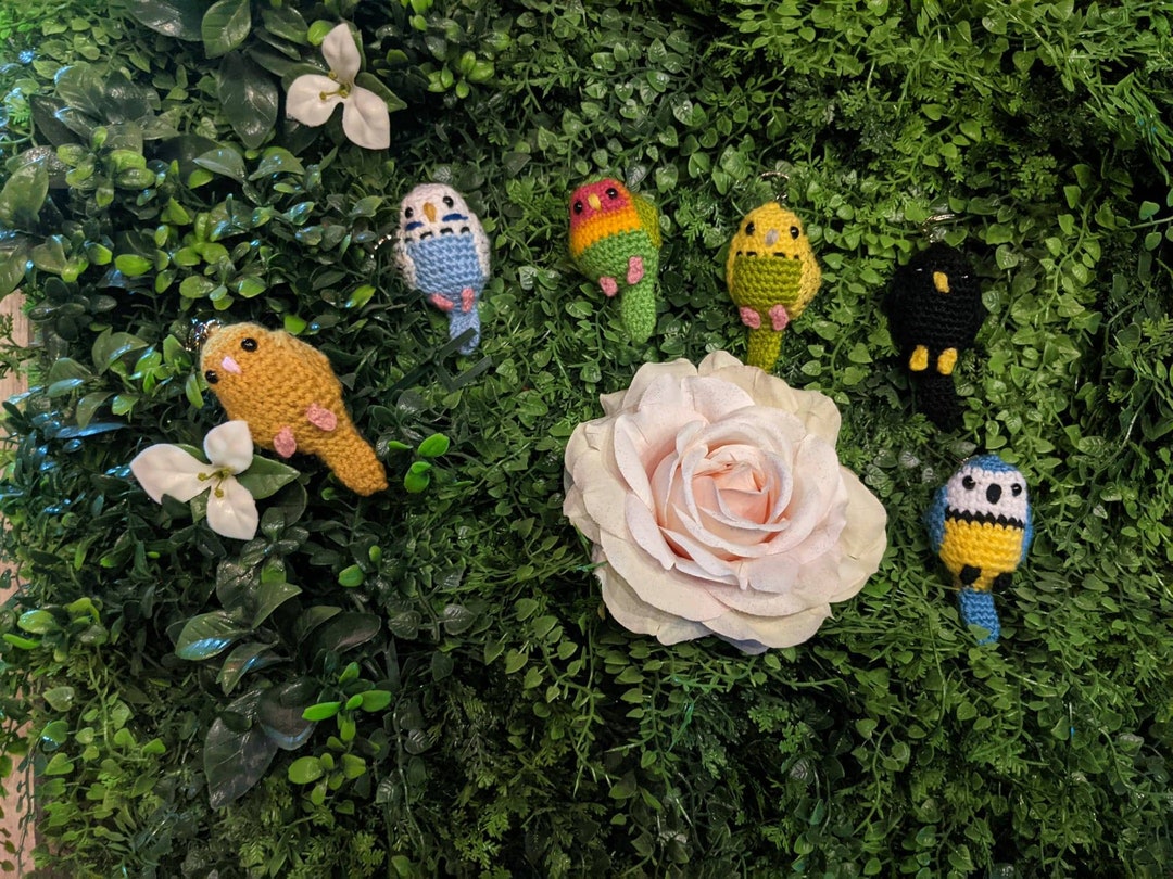 Bird Keyring, Blue Tit, Black Bird, Canary, Budgie, Lovebird, Tiny ...