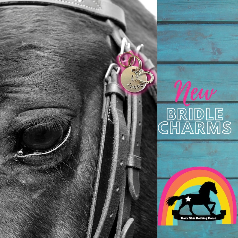 Personalised Horse Bridle Charm – Custom Name Tag With Horseshoe ...