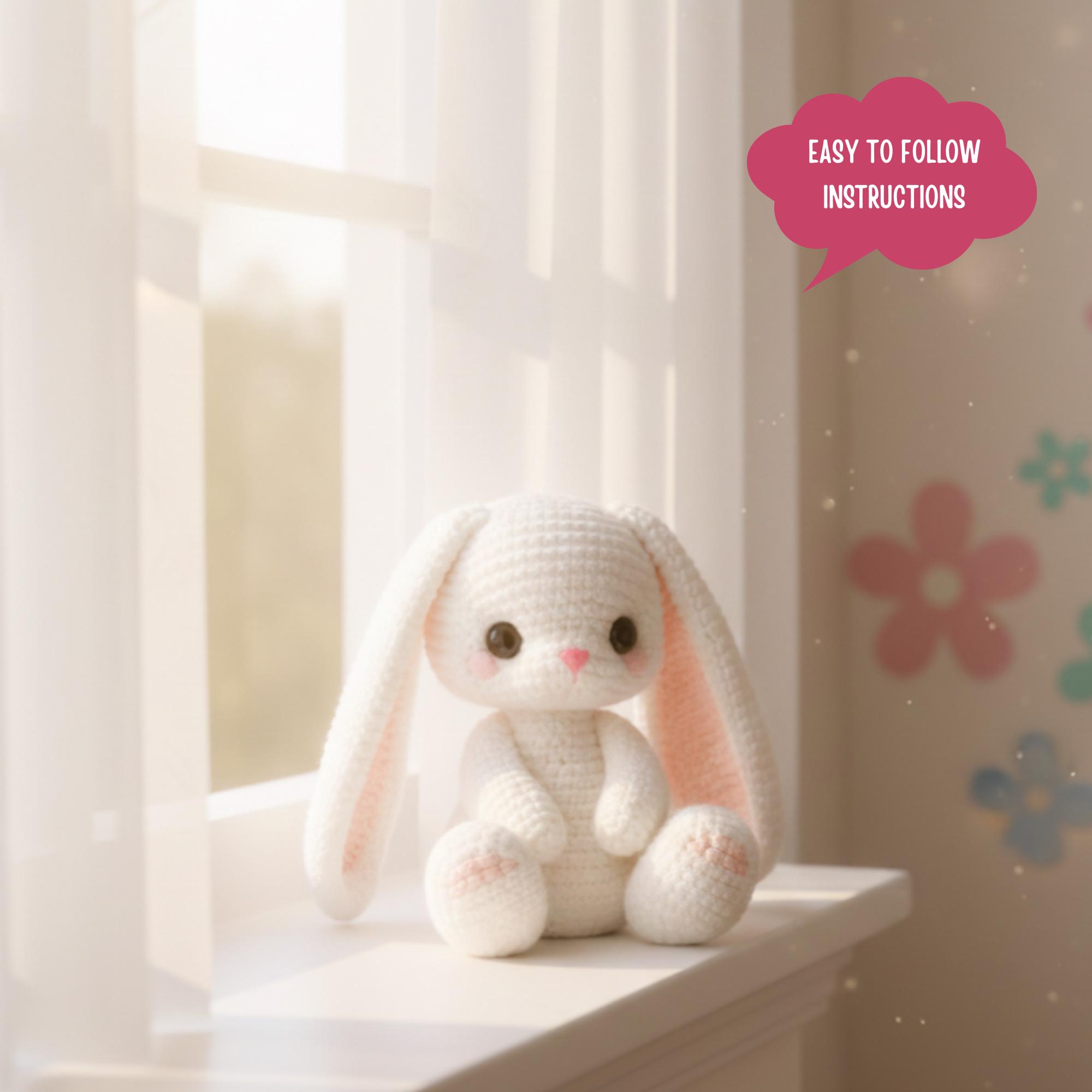 Floppy White Bunny Crochet Pattern - Soft Amigurumi Rabbit Plush Toy ...