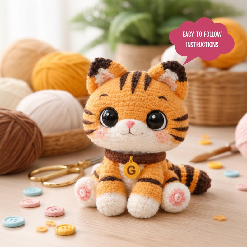 Amigurumi Orange Cat Crochet Pattern - Orange Stripes Kitten Plush Toy ...