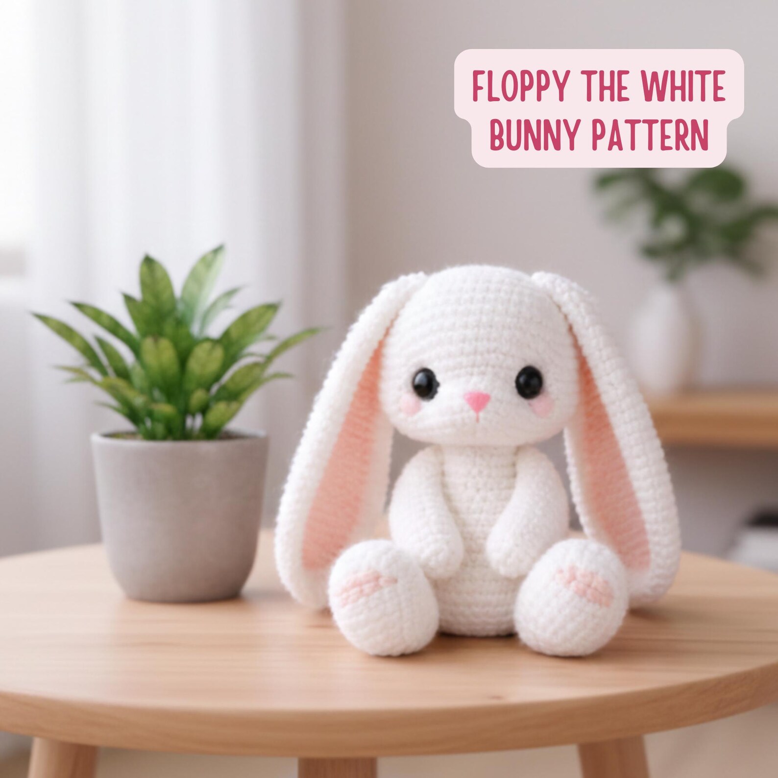 Floppy White Bunny Crochet Pattern - Soft Amigurumi Rabbit Plush Toy ...