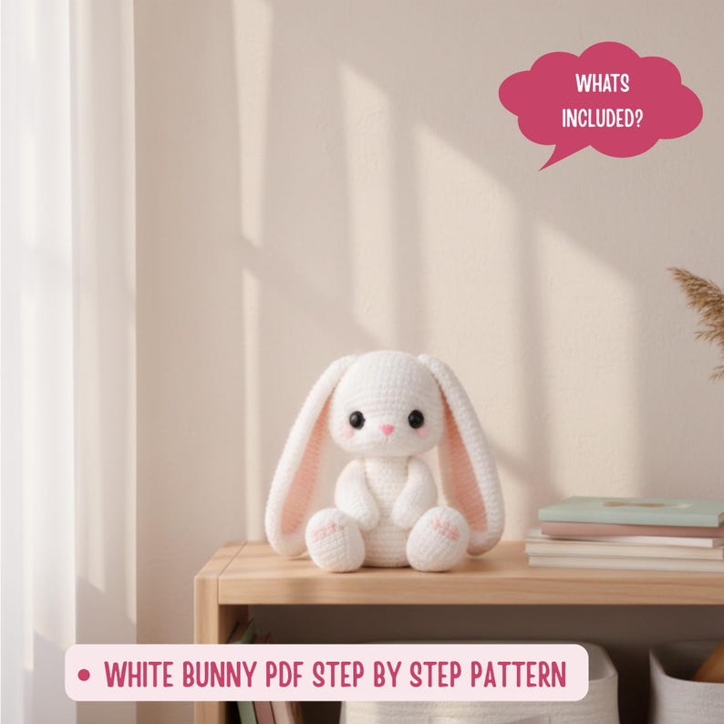 Floppy White Bunny Crochet Pattern - Soft Amigurumi Rabbit Plush Toy ...