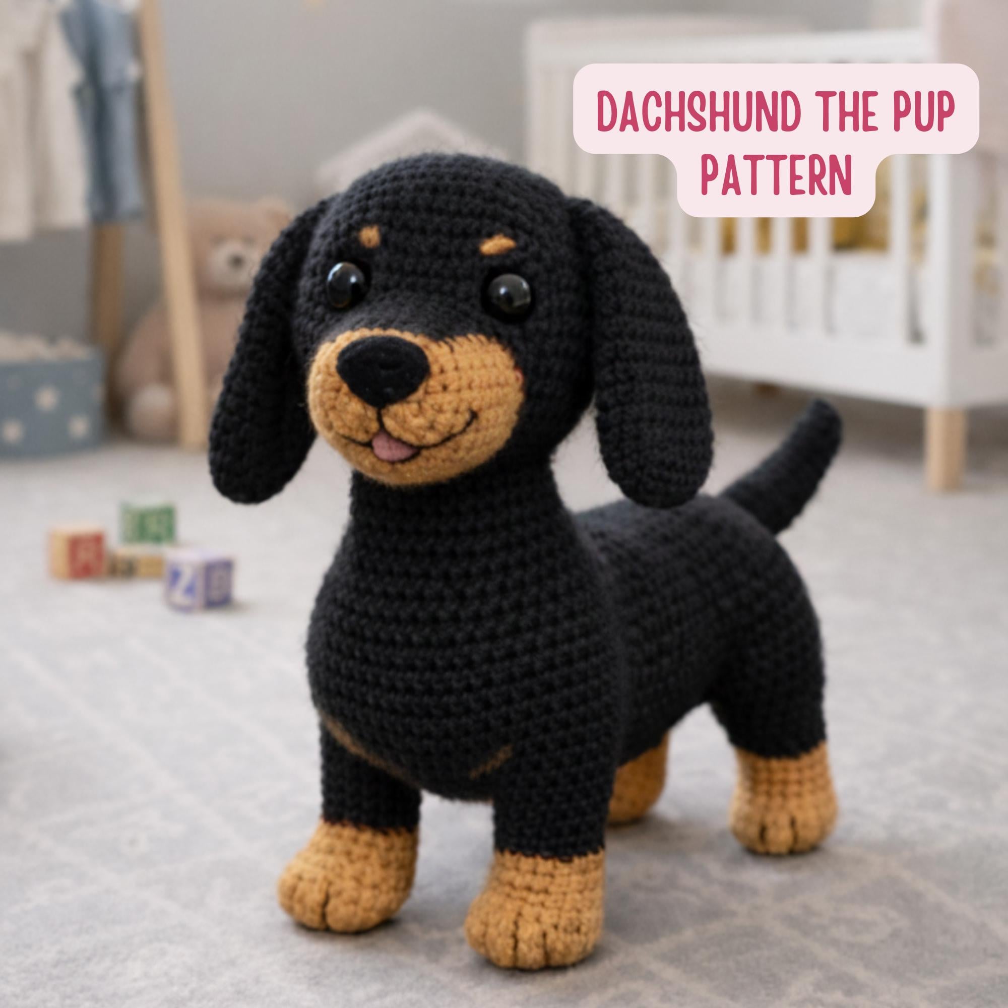 Dachshund Sausage Dog Crochet Pattern - Amigurumi Sausage Dog Plush Toy ...