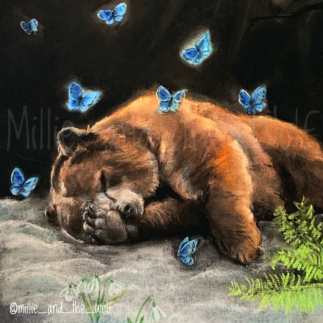 Dreaming Bear Print, Fairytale Sleeping Bear, Bear Art, Bear Print ...