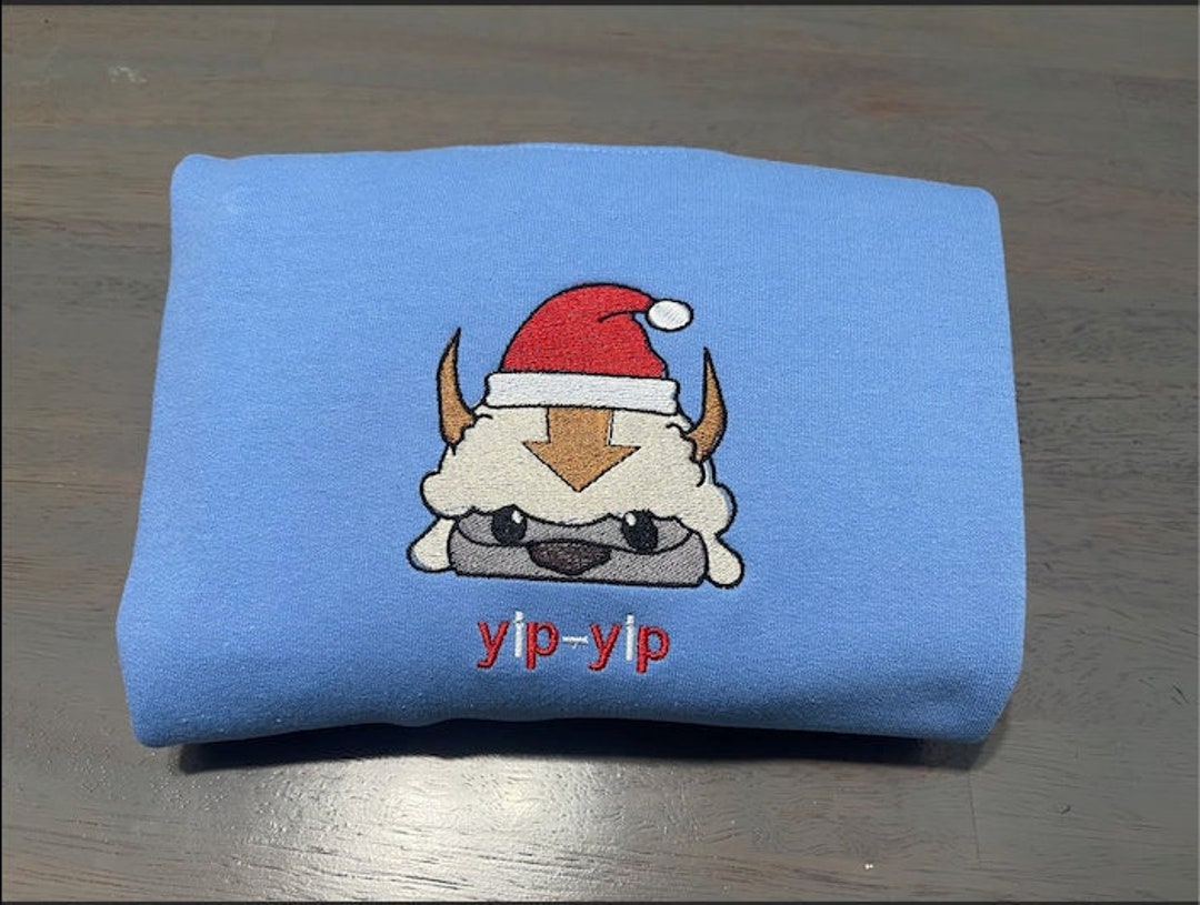 Appa Avatar in A Christmas Hat Embroidered Sweatshirt Shirt . - Etsy