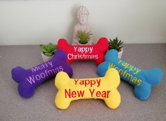 Embroidered Squeaky CHRITSMAS Dog Bone Toy. Ideal Christmas - Etsy UK