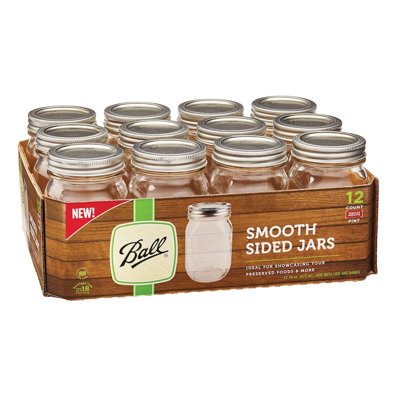 Ball Smooth Pint 12 Pack 16 Oz Canning Mason Jars W Lids Etsy
