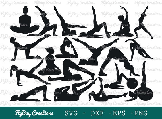 Yoga Pilates SVG Bundle Yoga Pose Svg Mediation Svg Fitness | Etsy