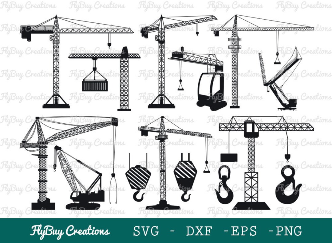 Tower Crane Svg-construction Crane Silhouette Cut File Bundle - Etsy