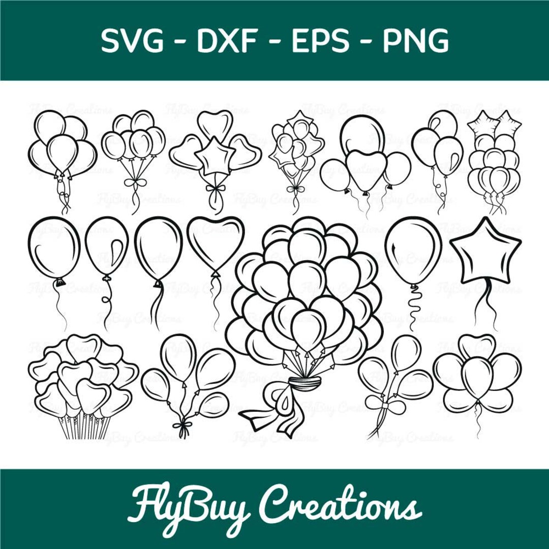 Balloon Svg-hat Birthday Balloons Silhouette Cut File Bundle - Etsy