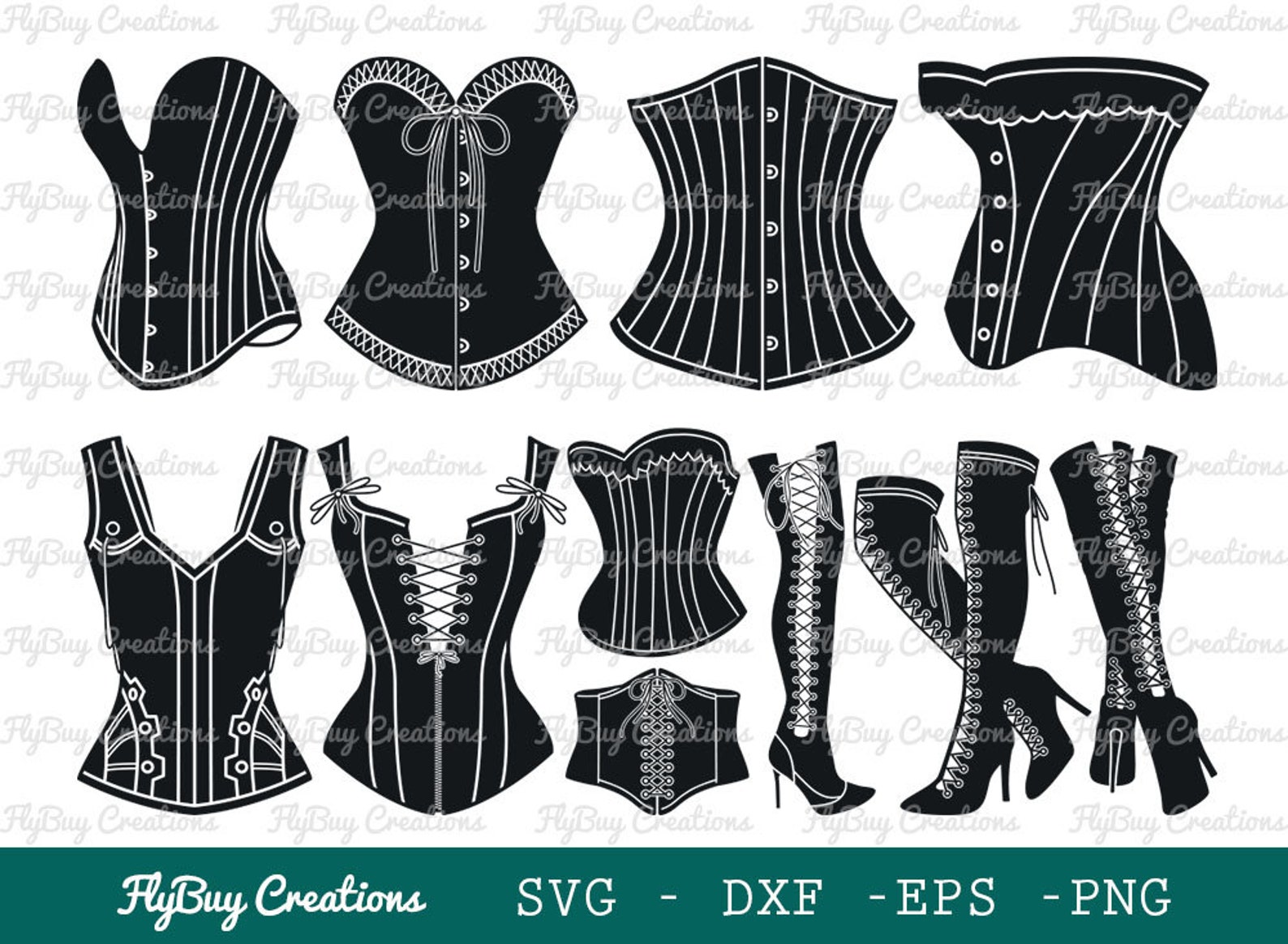 Corset SVG Bundle-corset Silhouette-corset Boots Svg-daisy Corsets Svg ...