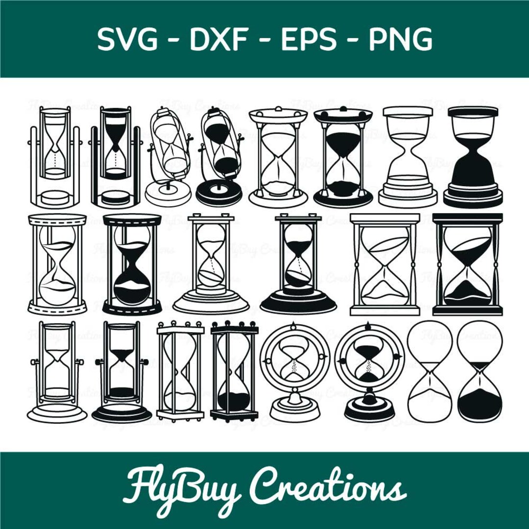 Hourglass SVG Silhouette Cut File Bundle - Etsy