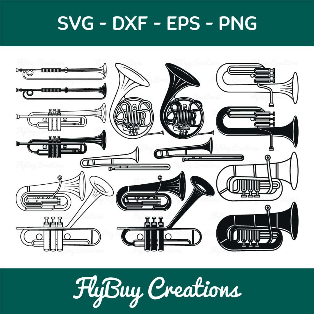Trumpet Svg-trombone Silhouette Cut File Bundle - Etsy