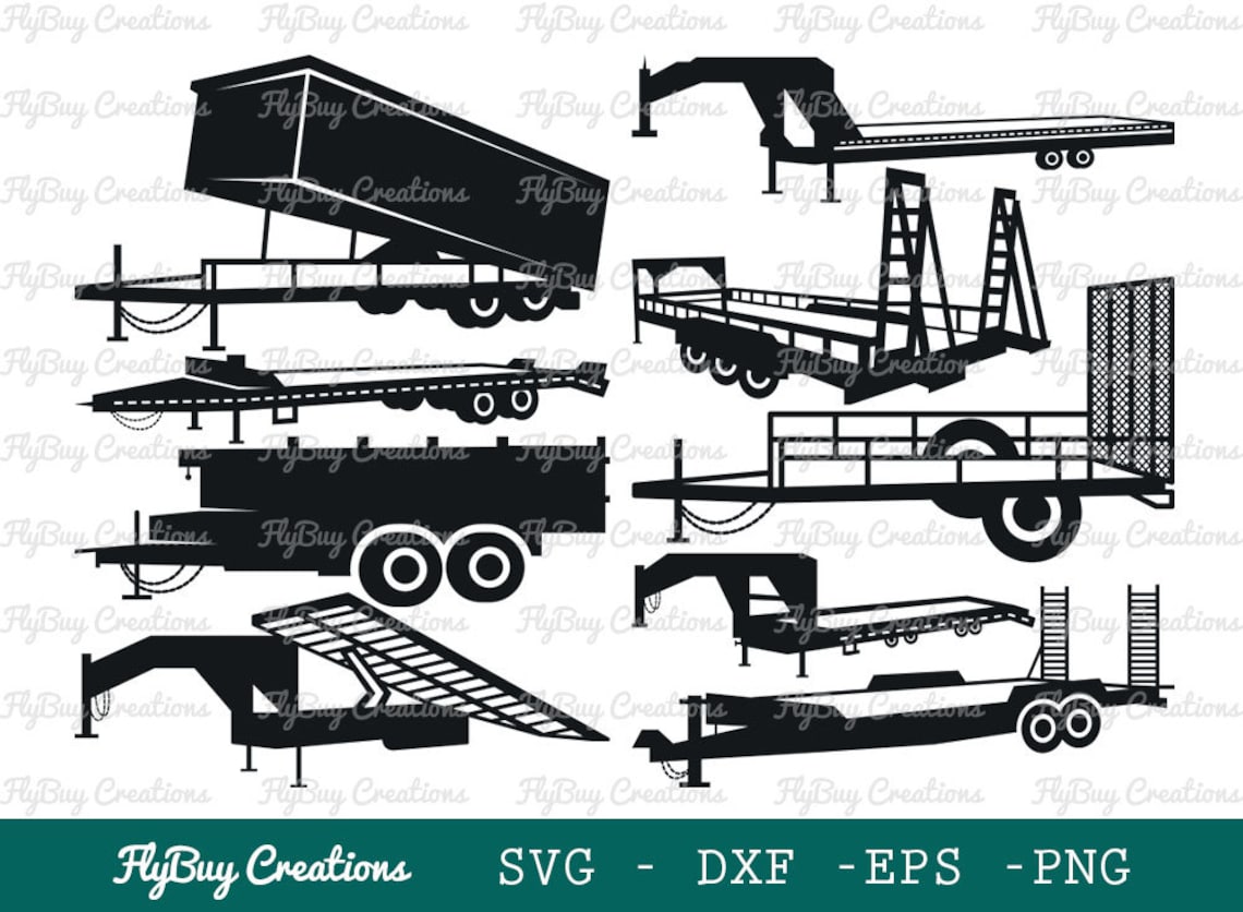 Big Tex Trailers SVG Silhouette Cut File Bundle - Etsy