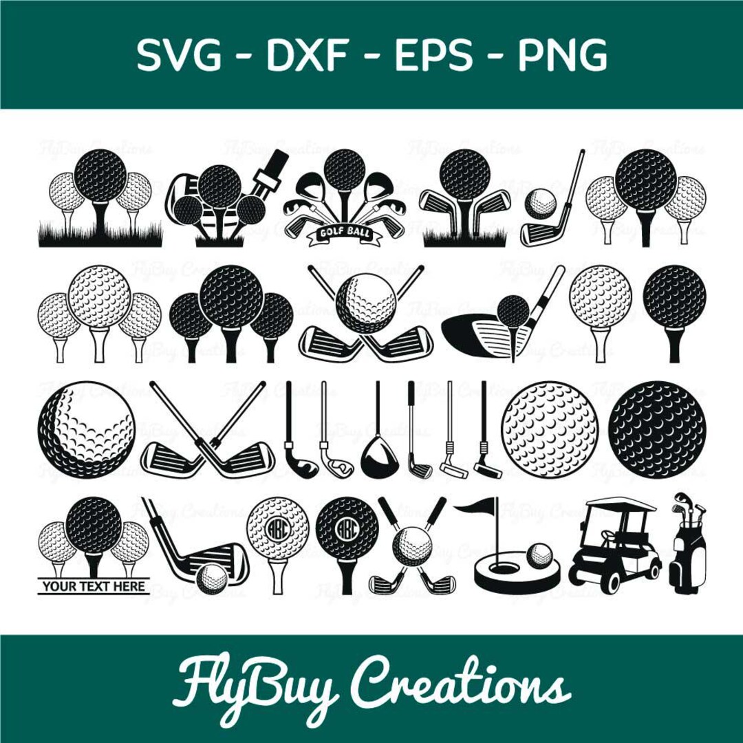 Golf Ball SVG Bundle Golf Club Sports Golf Bag Silhouette Golf Car Cut ...