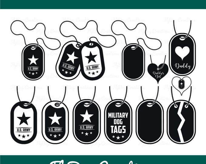 Army Dog Tags SVG Cut File, Military Dog Tags Svg Printable Clipart ...