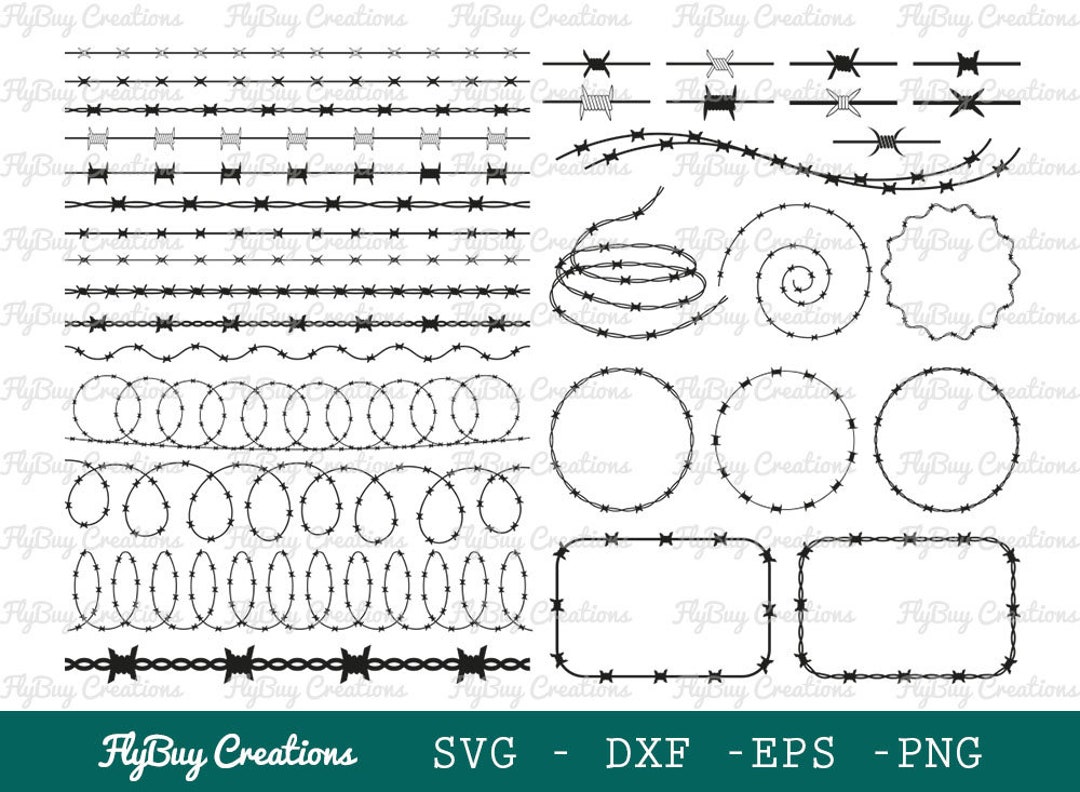 Barbed Wire SVG Silhouette Cut File Bundle - Etsy